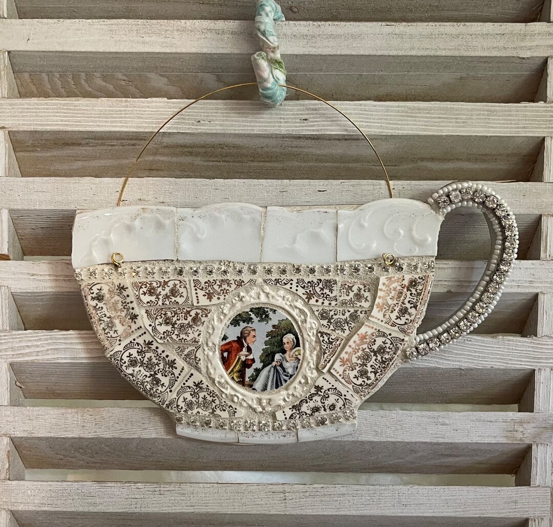 Mosaic Tea Cup Wall Hanging - Etsy