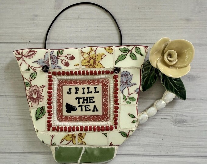 Mosaic Tea Cup Wall Hanging - Etsy