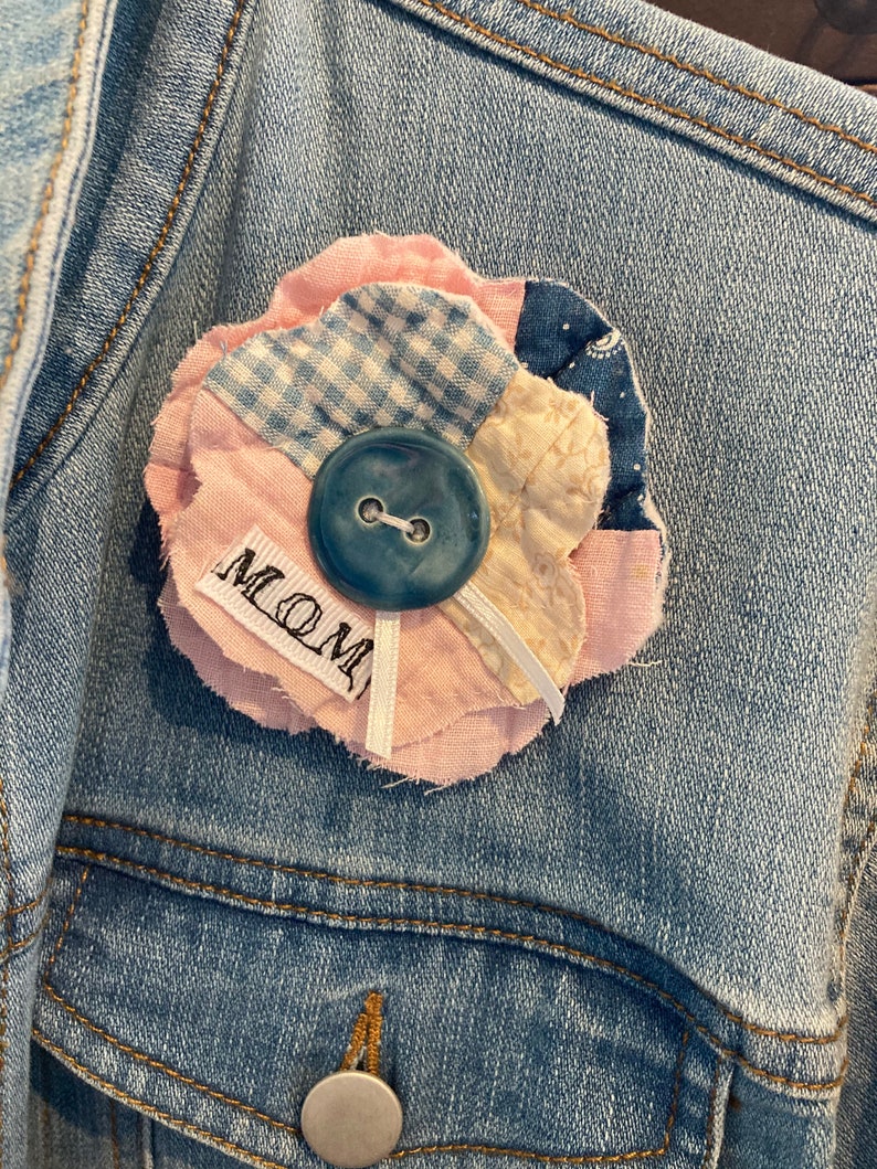 Upcycled Flower Pin, Mom, Love Quilt - Etsy