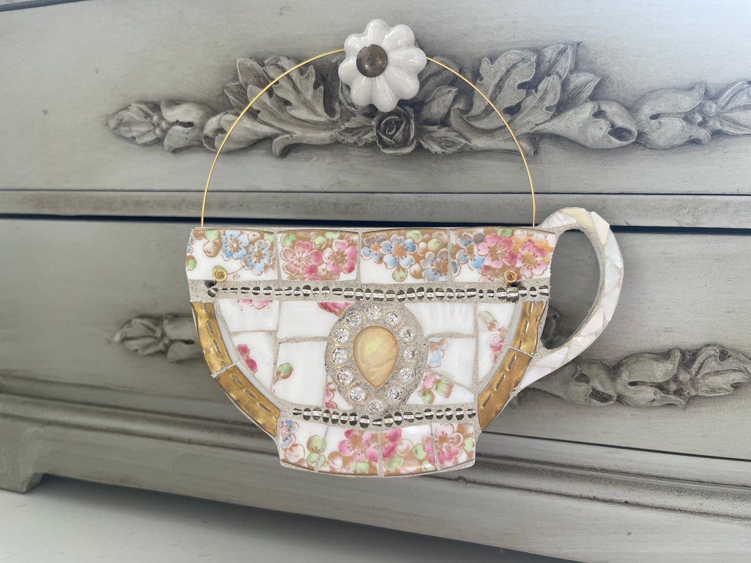 Mosaic Tea Cup Wall Hanging - Etsy
