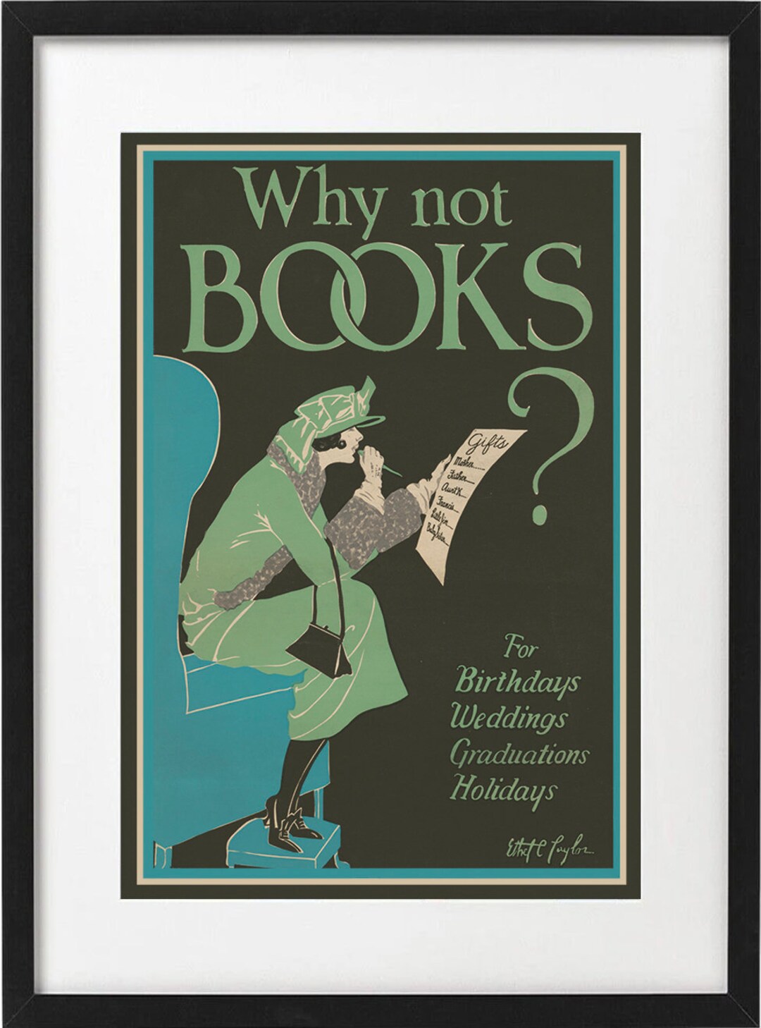 Why Not Books for Gifts 1920 Poster Art Print Vintage - Etsy