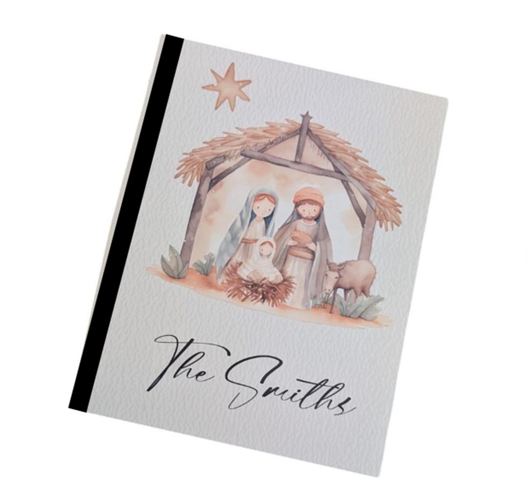 Nativity Christmas Photo Album: 4x6 or 5x7 Pictures, Personalized Name ...