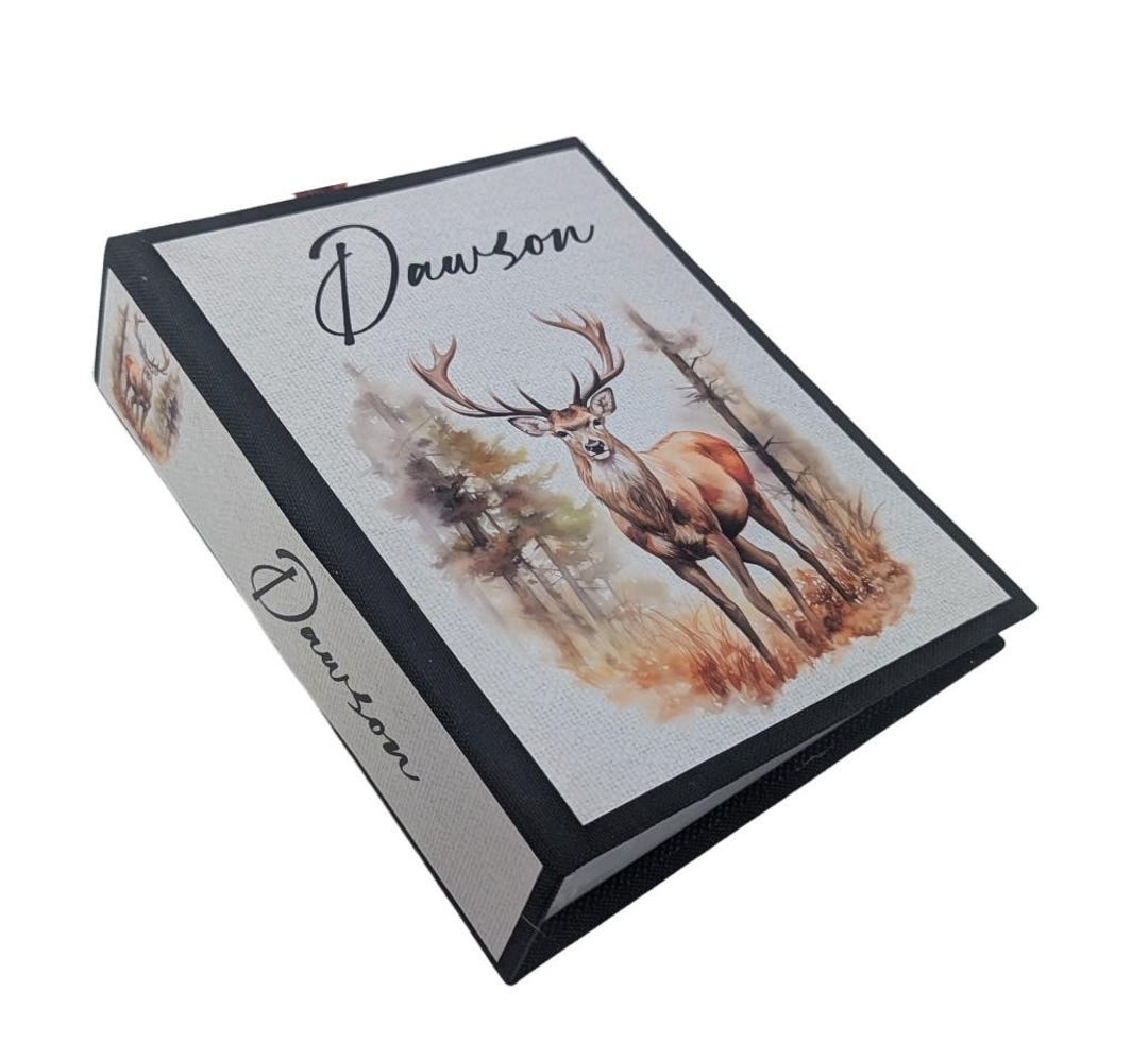 Deer Photo Album: Hunting Forest Pine Tree Design Personalized Family ...