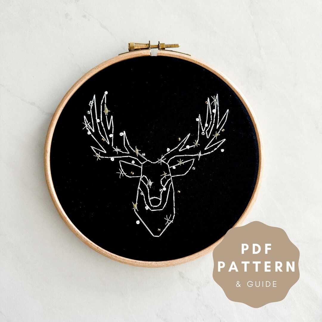 Stag Constellation Embroidery Pattern & Guide PDF - Etsy