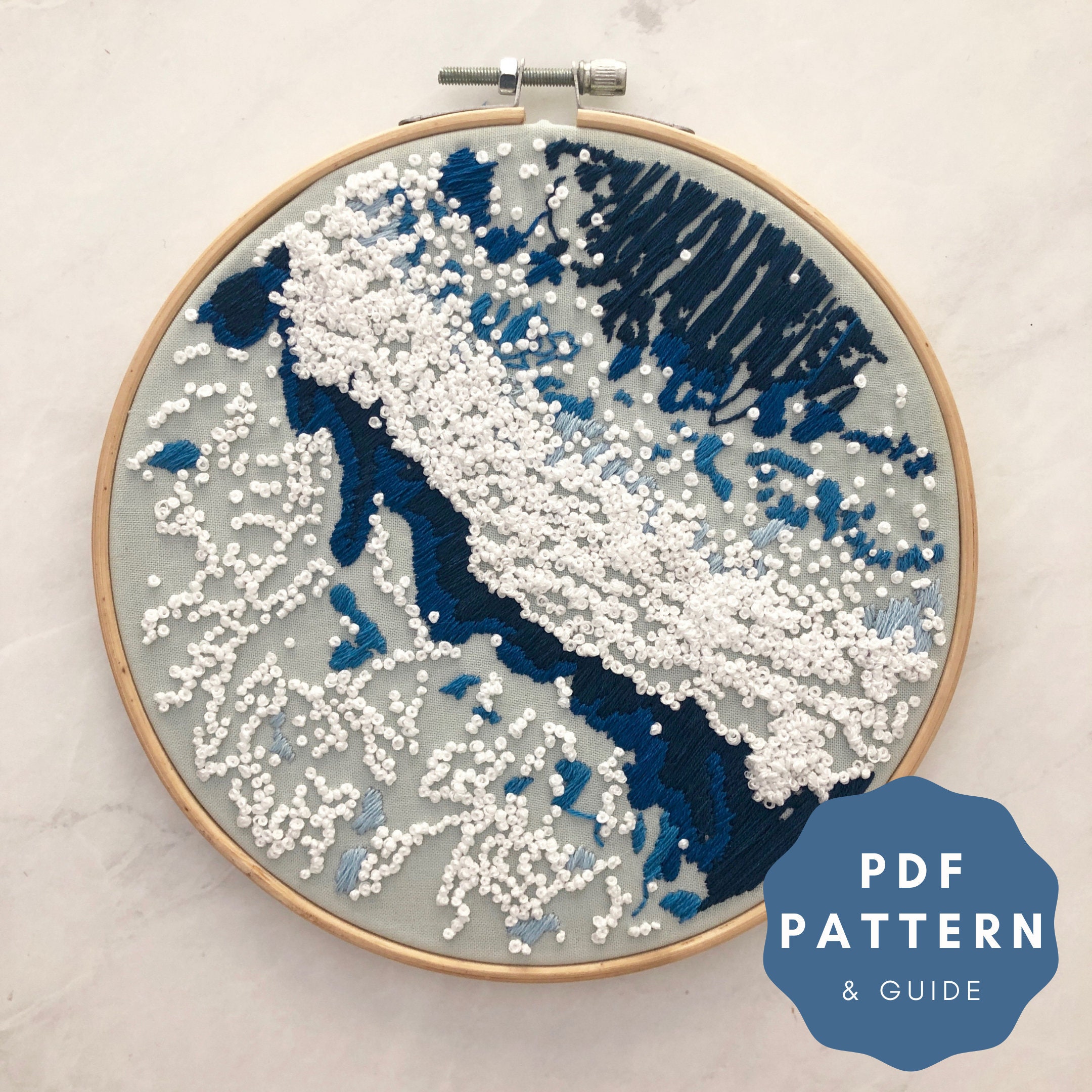Ocean Wave Embroidery Pattern & Guide PDF - Etsy