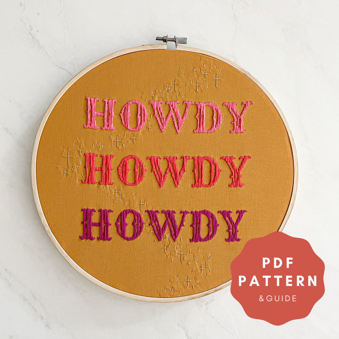 Howdy Embroidery Pattern & Guide PDF - Etsy