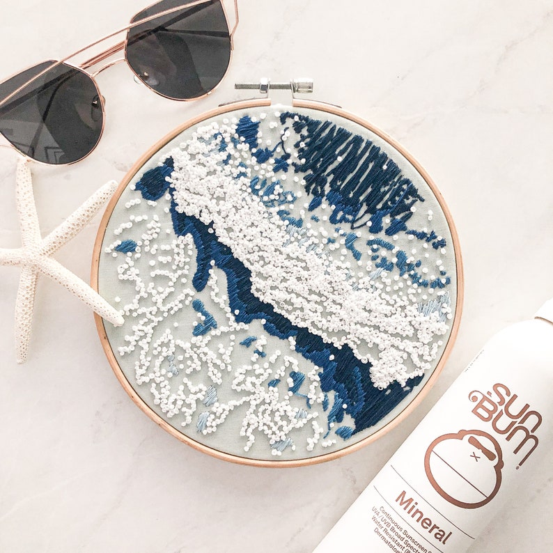 Ocean Wave Embroidery Pattern & Guide PDF - Etsy