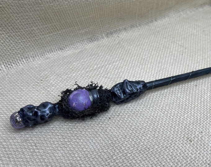 Crystal and Willow Wand, Magic, Prop, Decor, Moss, Nature, Gift for Her ...
