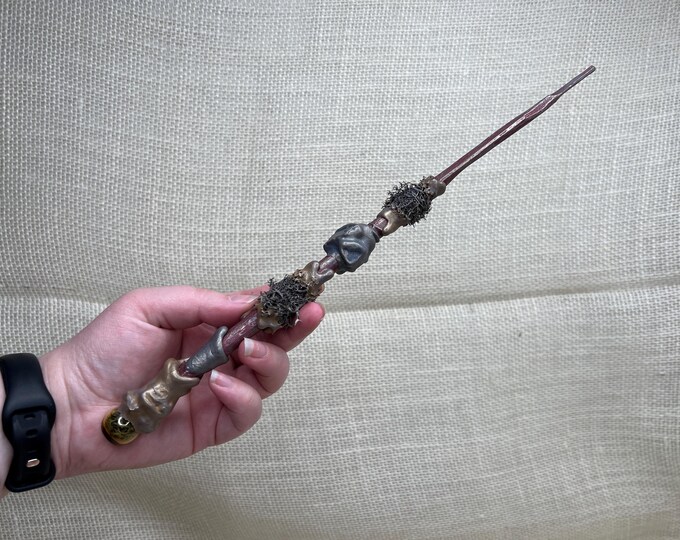 Crystal and Willow Wand, Magic, Prop, Decor, Moss, Nature, Gift for Her ...