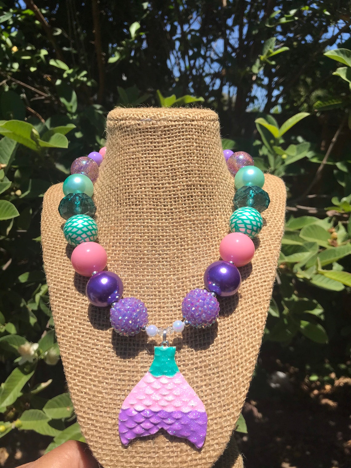 Mermaid Necklace, Mermaid Tail Pendant, Chunky Mermaid Necklace ...