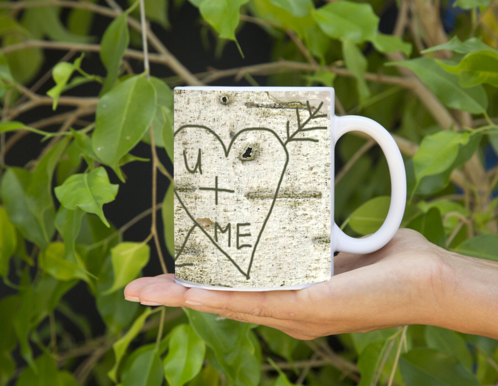 Heart Carved in Tree UME Mug-real Birch Tree Image - Etsy
