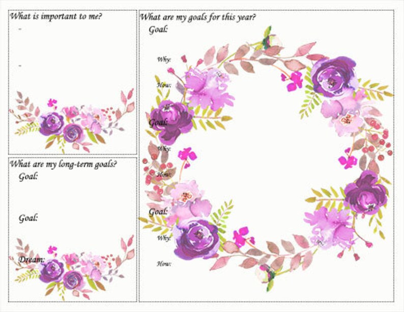 Floral Yearly Goal-setting Printable - Etsy