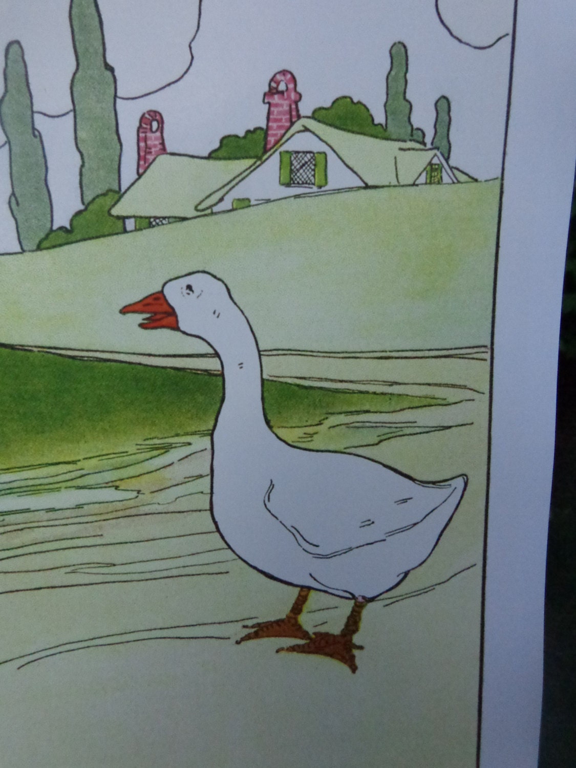 Two Girls and a Goose Poster-18x24 Inches-vintage Image: Goosey Goosey ...