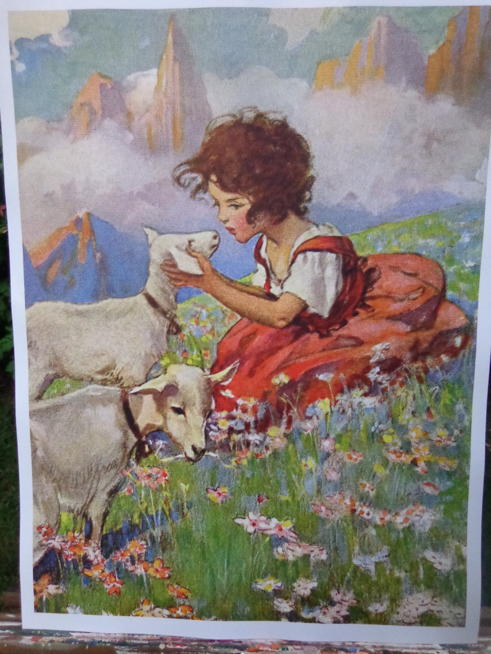 Heidi and the Goats Poster-girl in a Beautiful Alpine Meadow-8 X 10 in ...