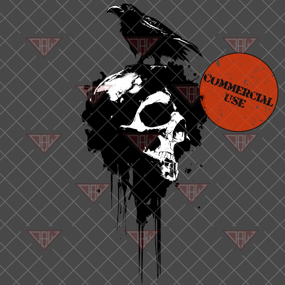 Raven and Skull V1...transparent PNG for Sublimation, Screenprint, or ...