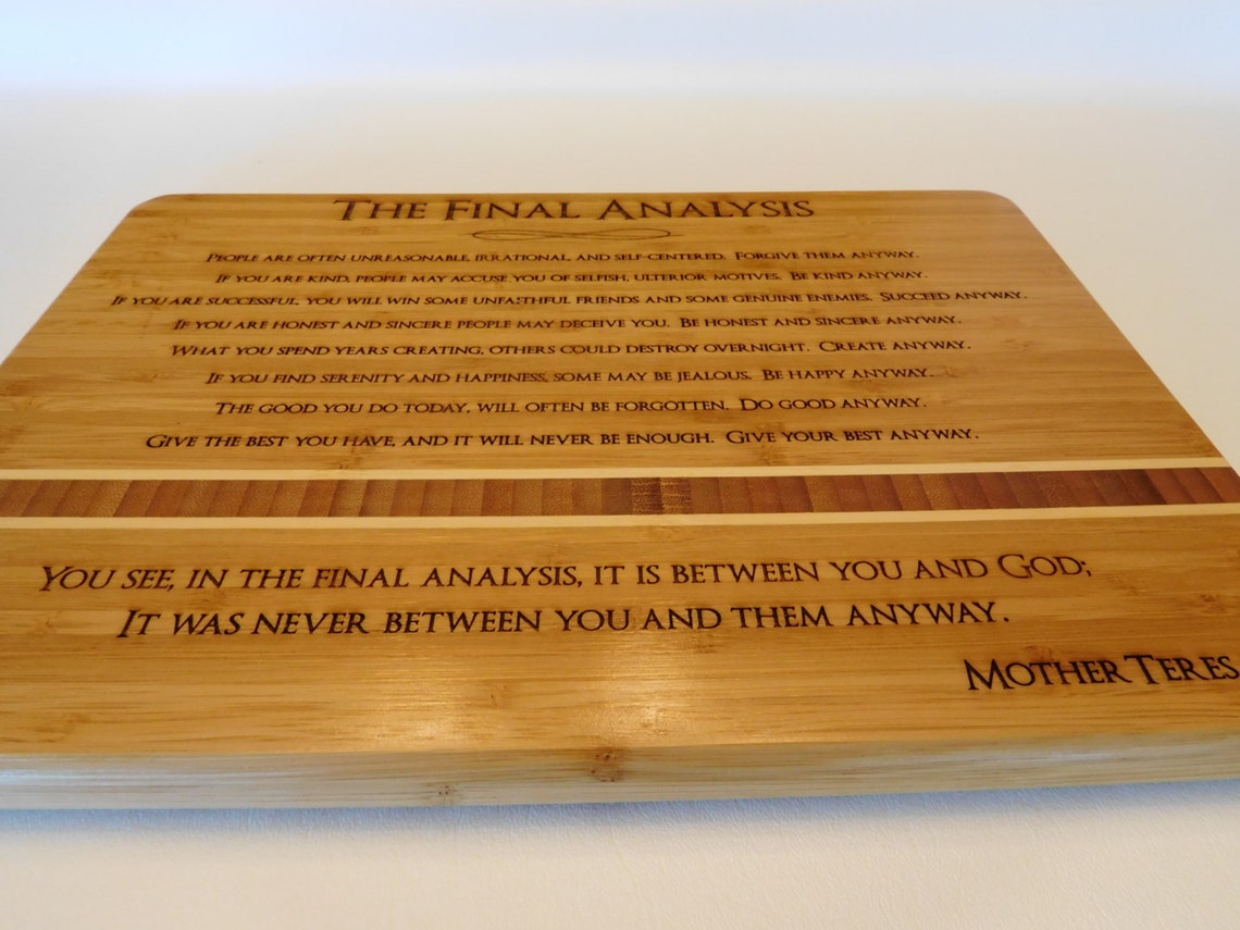 Mother Teresa Do It Anyway Final Analysis Engraved Cutting - Etsy