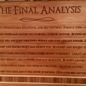 Mother Teresa Do It Anyway Final Analysis Engraved Cutting Board ...