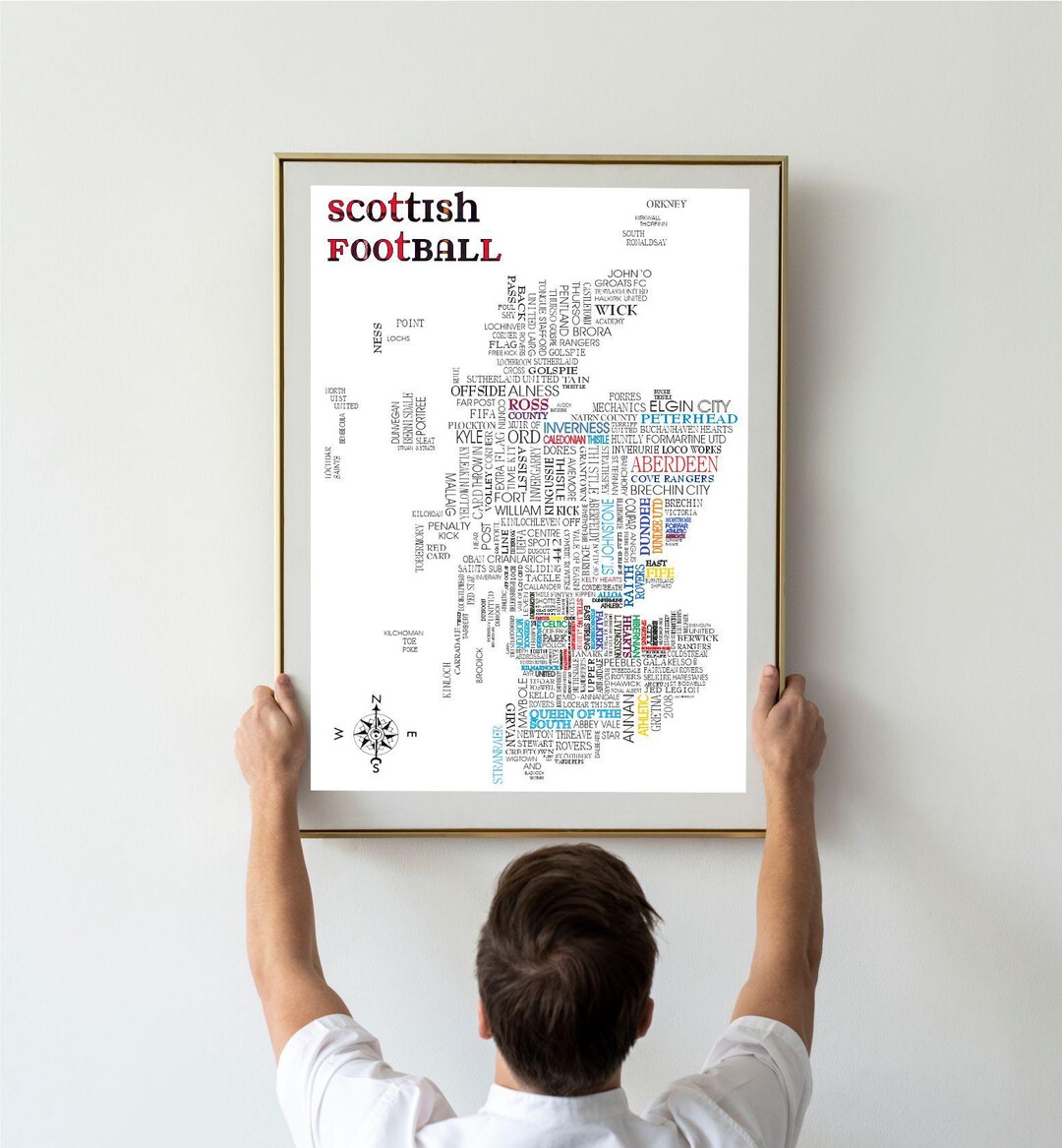 Football Word Map - Scottish Football Poster - Etsy