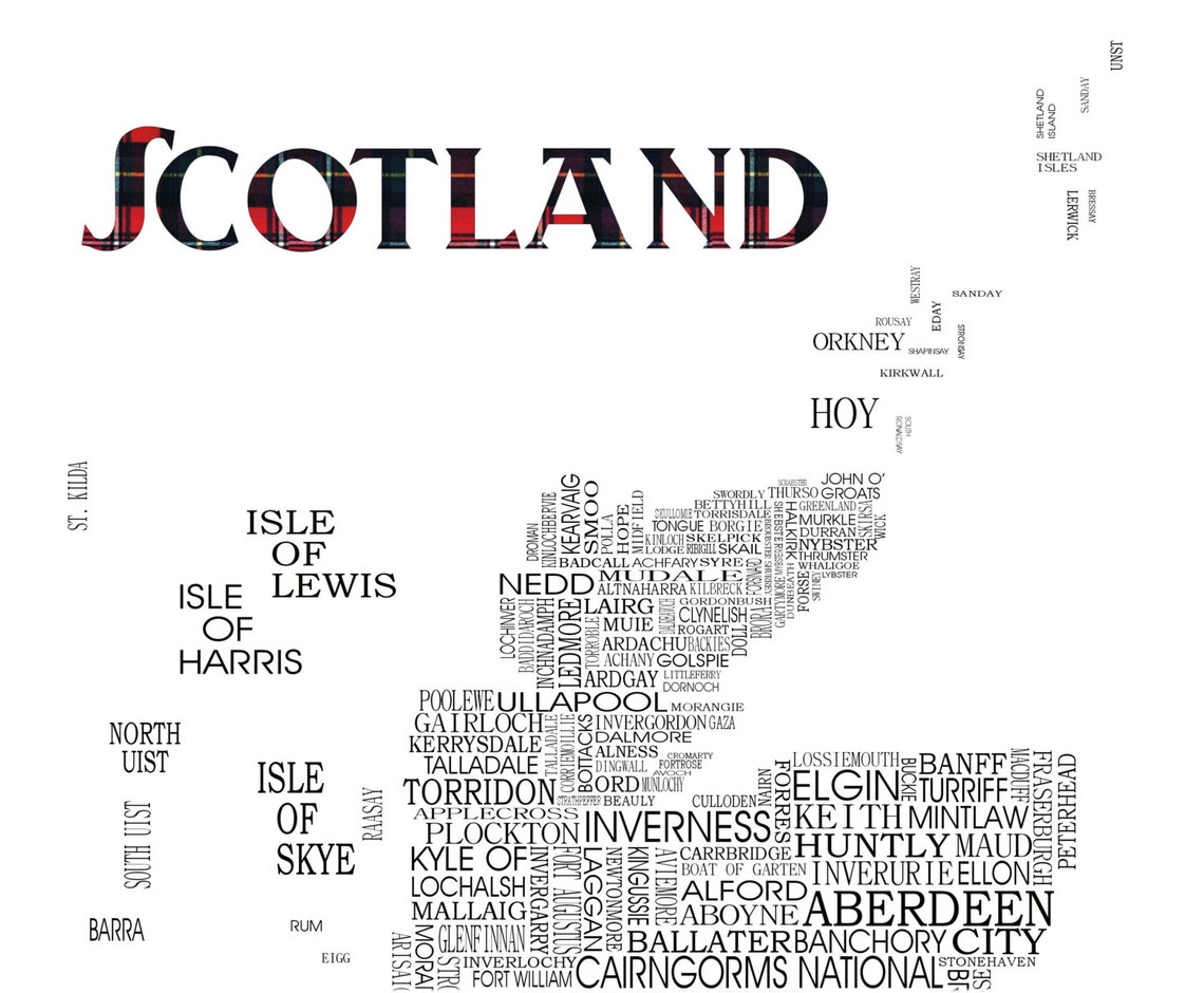 Scottish Word Map - Etsy