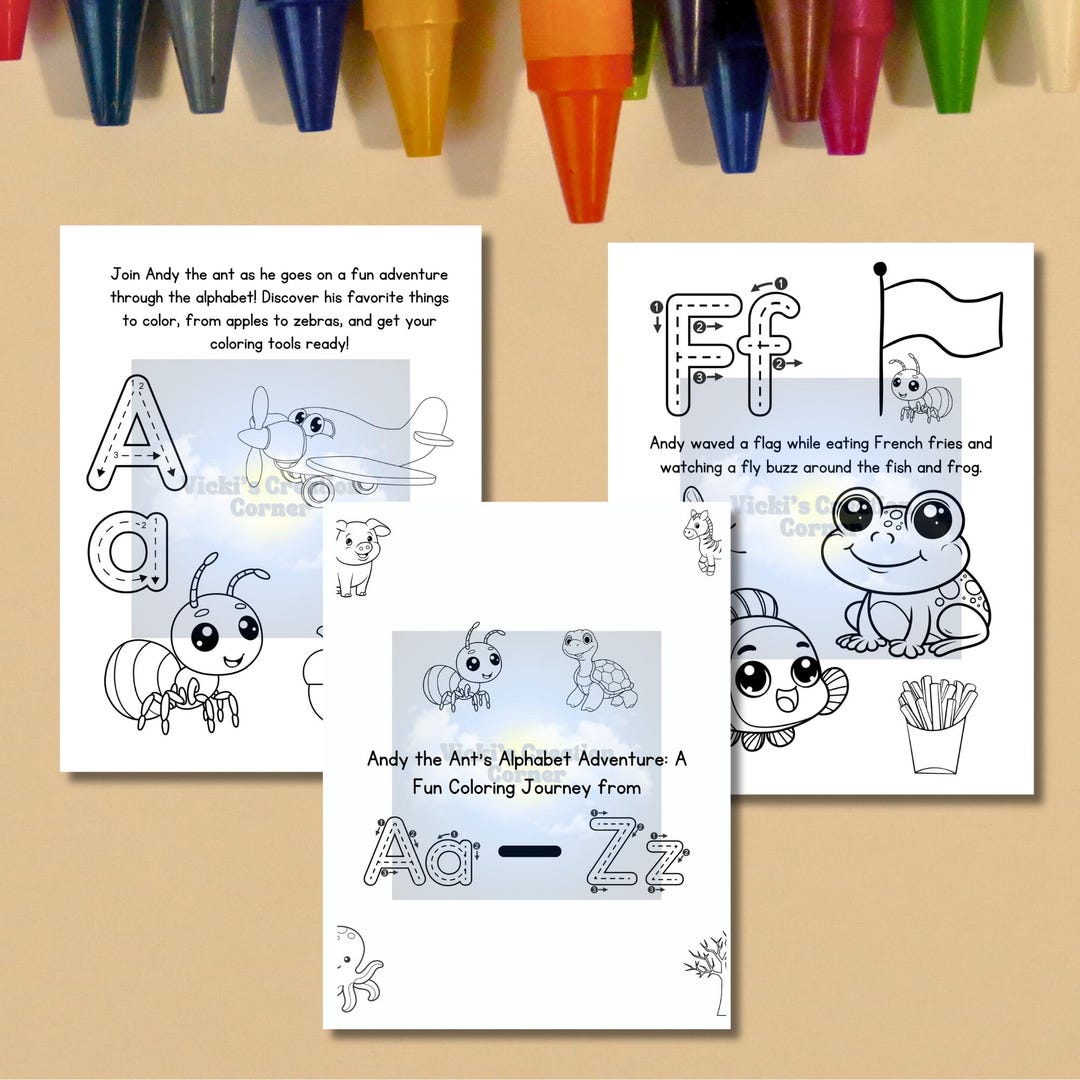 ABC Coloring Book | Andy the Ant Alphabet Adventure (PDF Download) - Etsy