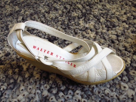 WALTER STEIGER wedge sandals in white leather - Gem