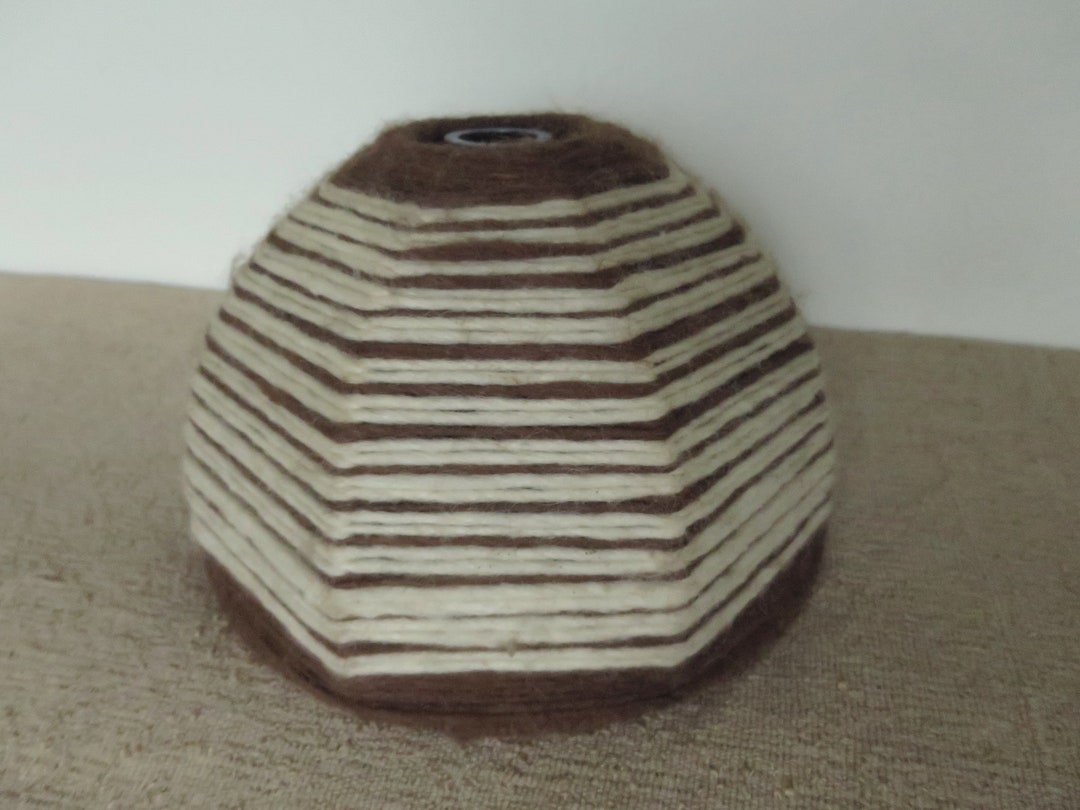 Lampshade, Wool Pendant Light, Vintage, White and Brown, 1970s - Etsy