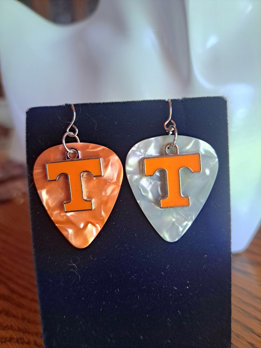 Tennessee Orange and White Guitar Pick Earrings - Etsy