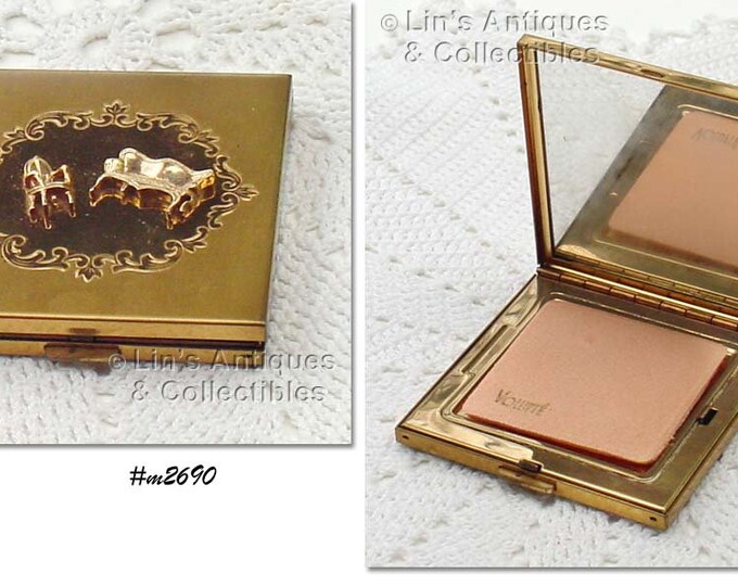 Vintage Compact Powder & Rouge 1930's Art Deco Black Enamel W ...