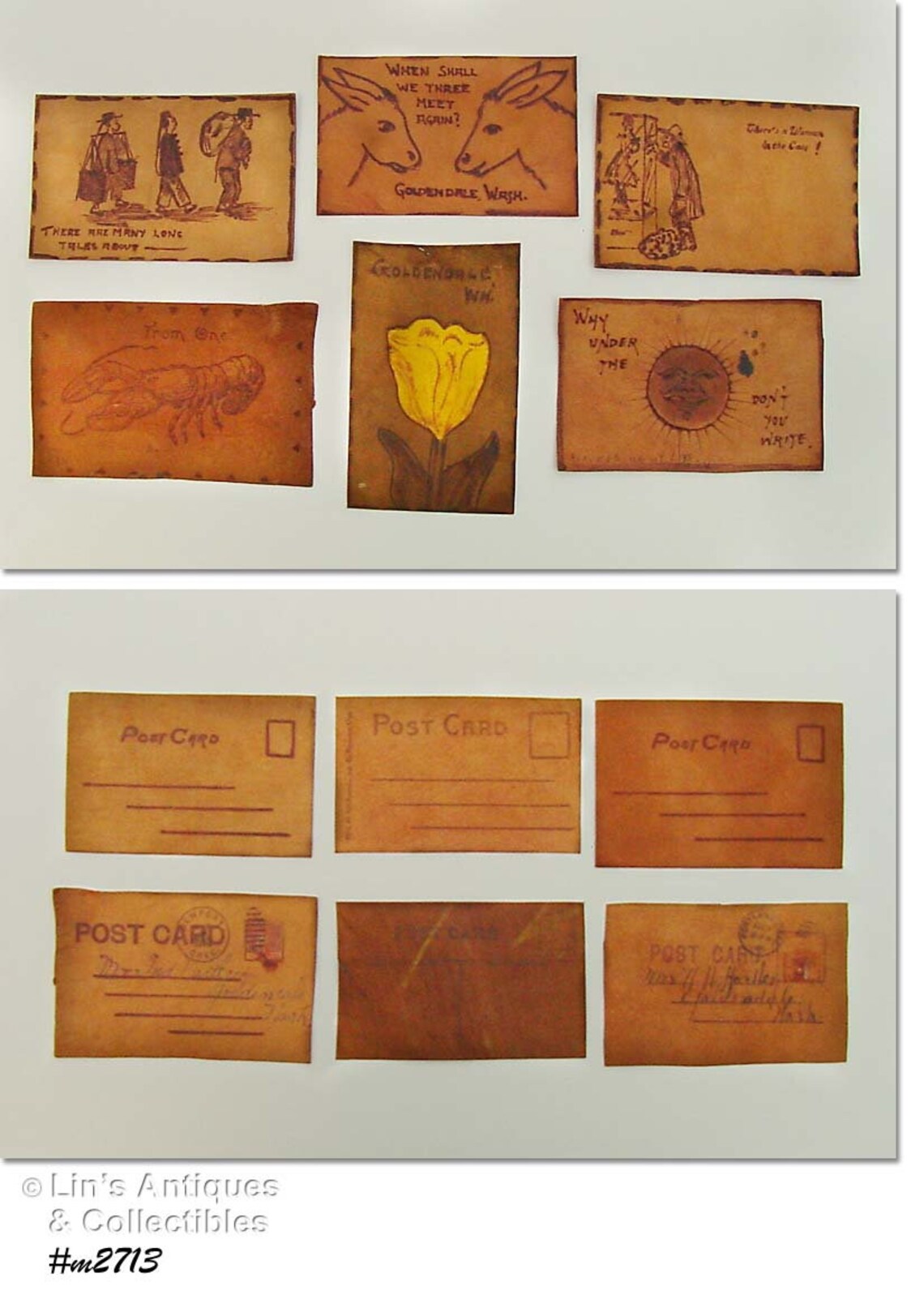 Vintage Leather Postcards Lot of 6 Each Different (#M2713) - Etsy