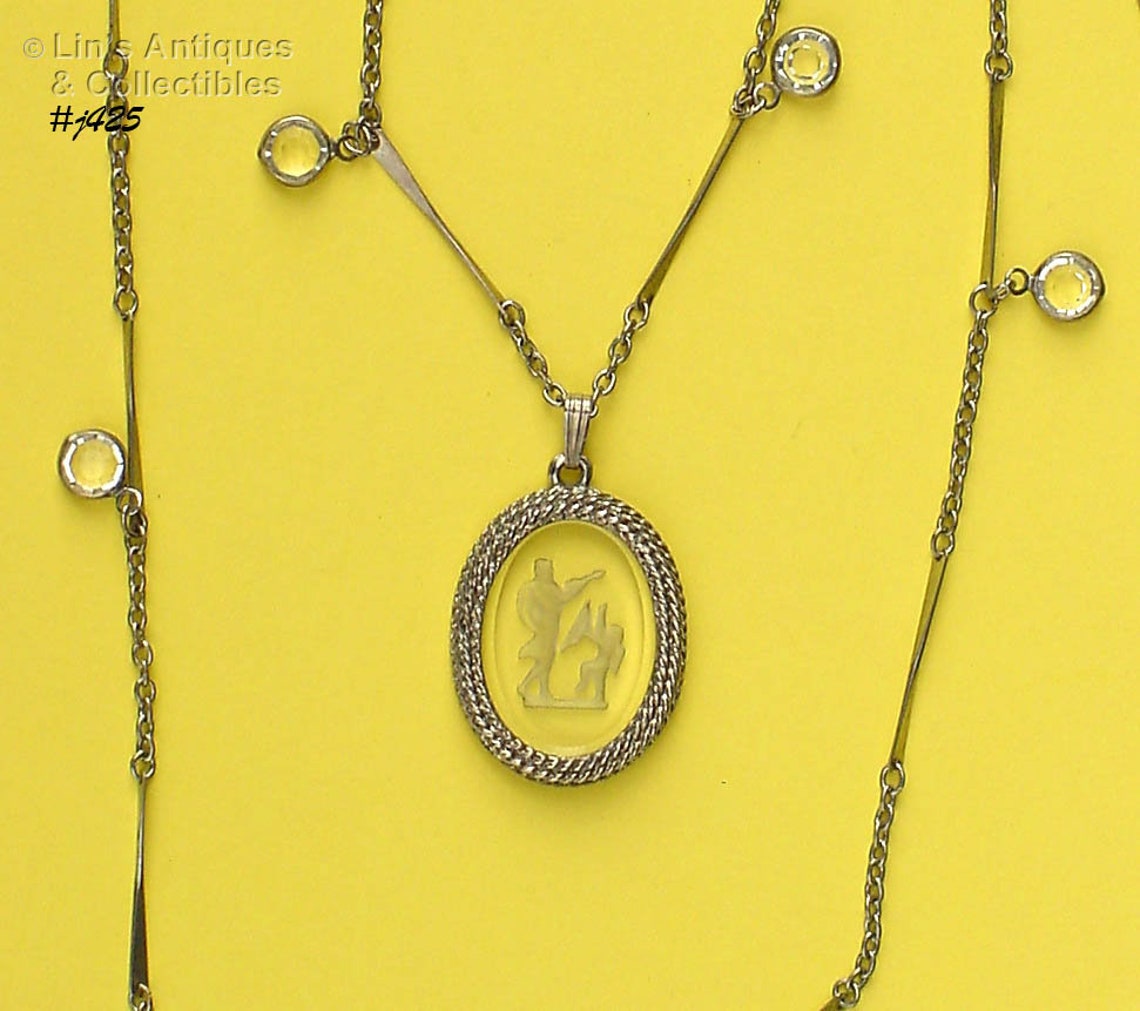 Vintage Goldette Intaglio Cameo Necklace J425 - Etsy