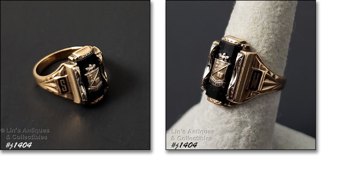 10k Yellow Gold 1961 Bellevue Class Ring J1404 - Etsy