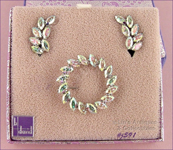 Vintage B David Pin and Earrings in Original Box J591 - Etsy