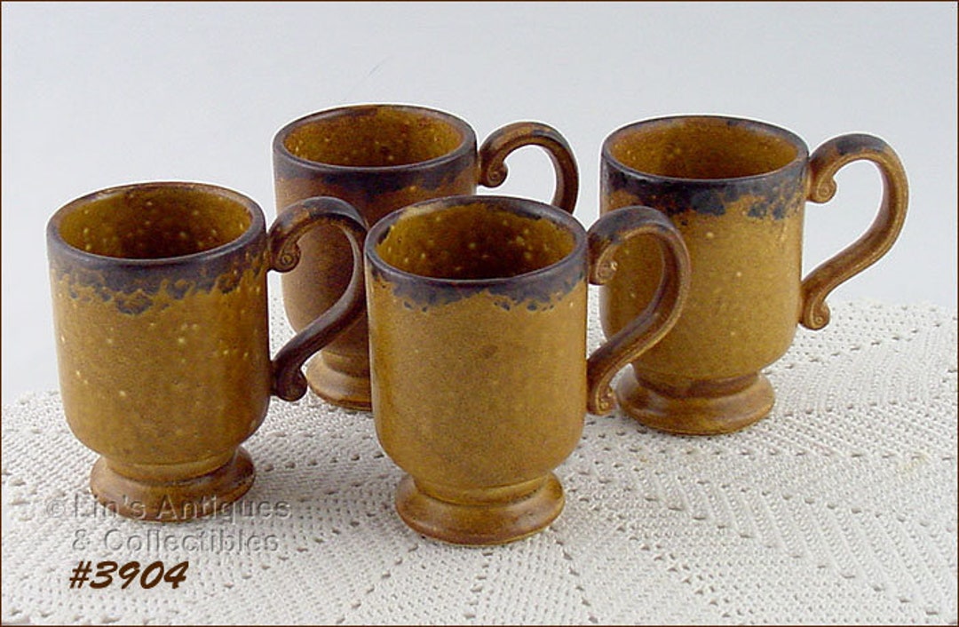 Mccoy Pottery Rare Canyon Pedestal Mugs Set of 4 (#3904) - Etsy