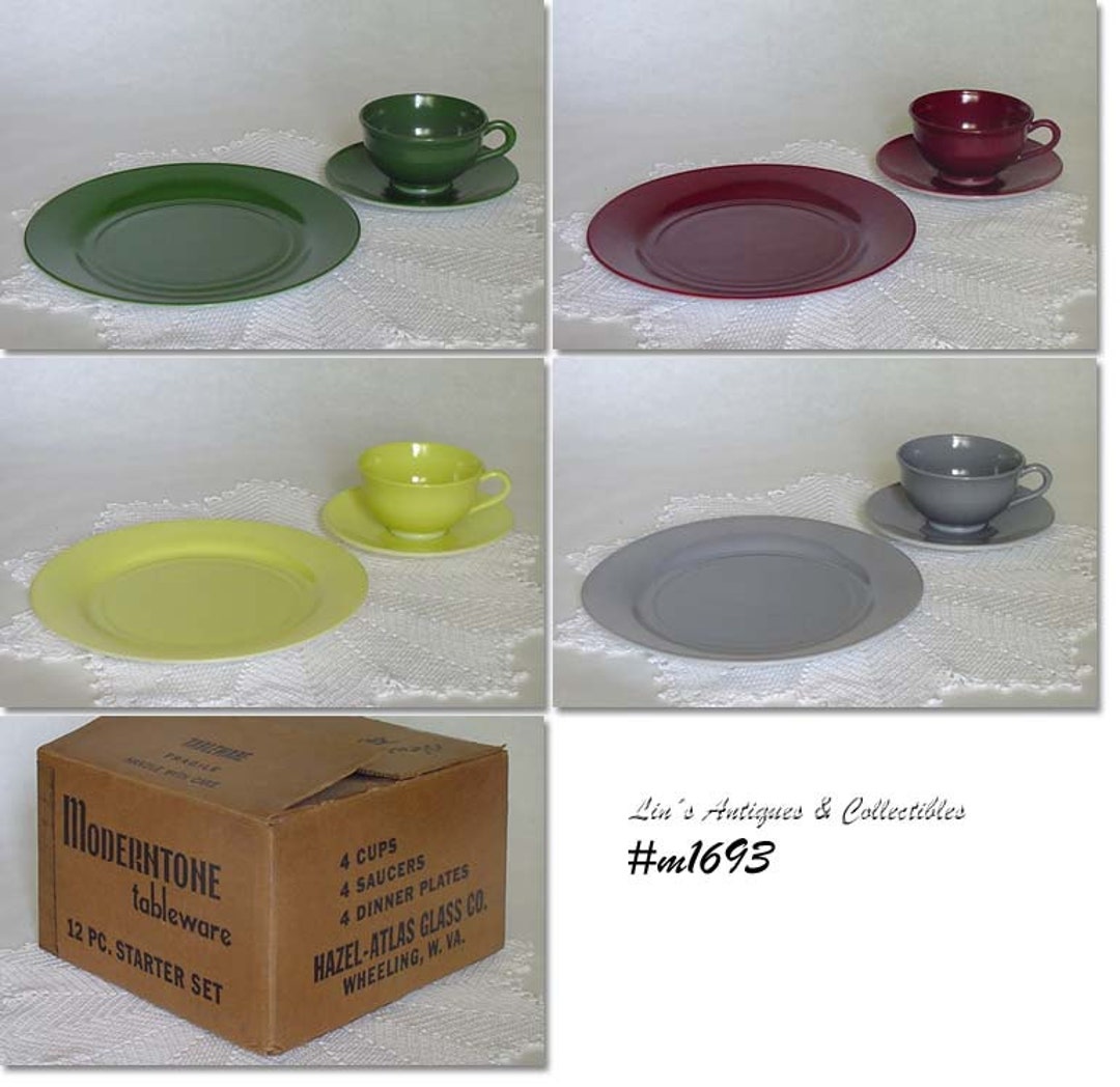 Vintage Hazel Atlas Ovide Dinnerware Service for 8 Mint NOS IOB (#M1693 ...