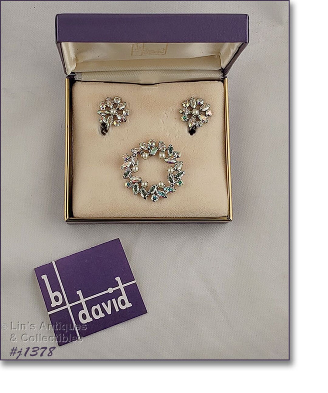 Vintage B David Pin and Earrings in Original Box (#J1378) - Etsy