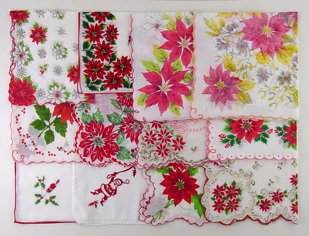 Vintage Christmas Hankies Lot of One Dozen (#L9) - Etsy