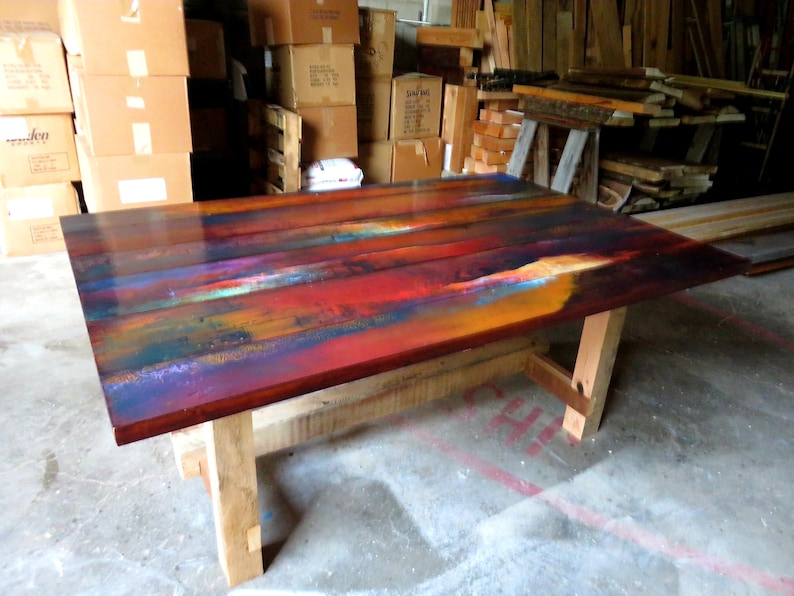 Modern Farmhouse Dining Table. Hand Painted Kitchen Table. Rustic Barn ...
