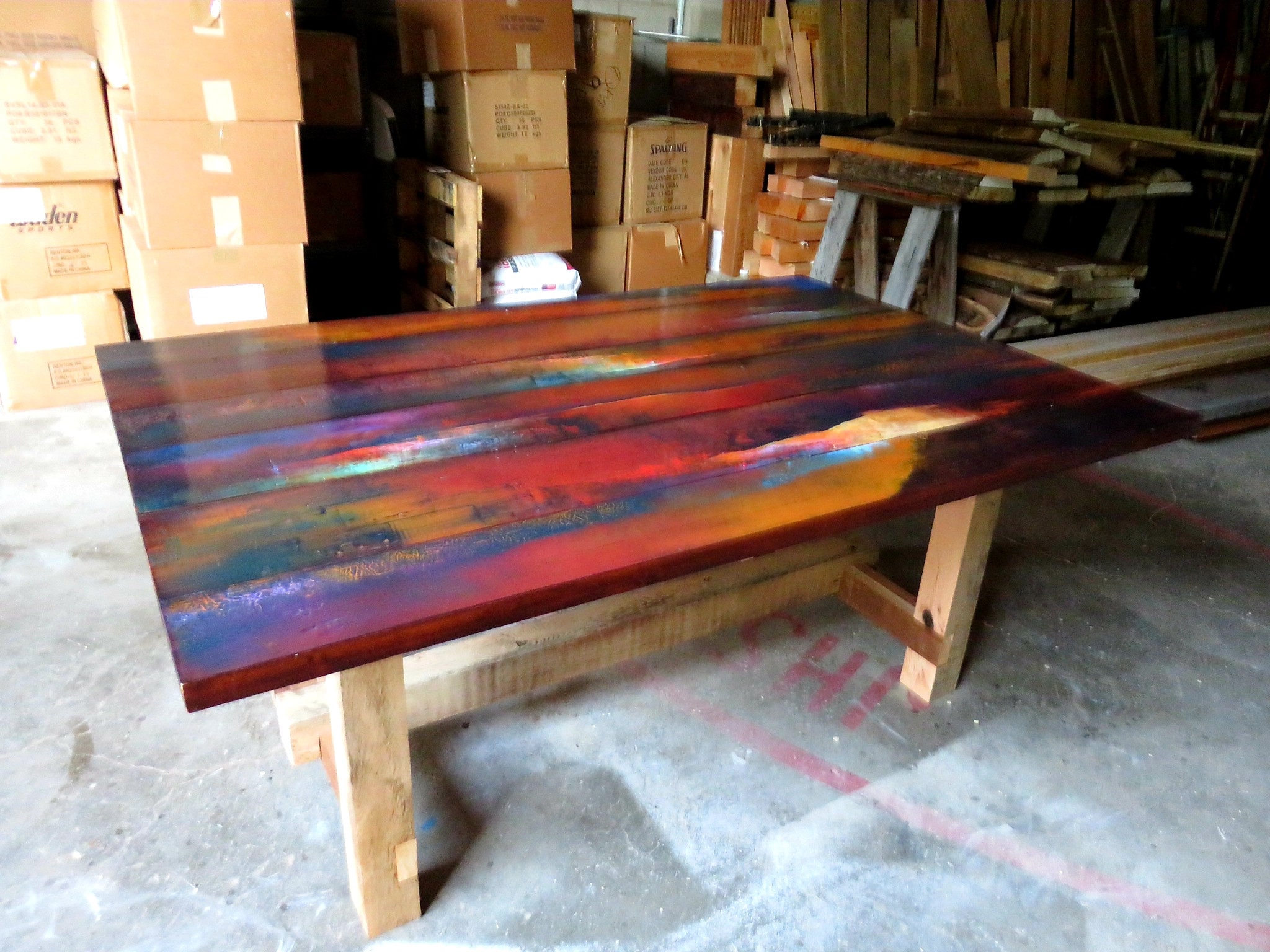 Modern farmhouse dining table. hand painted kitchen table. | Etsy