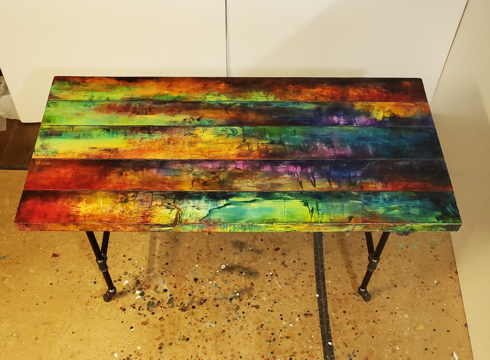 Bohemian Painted Dining Table. Table Top With Vibrant Jewel Tones ...