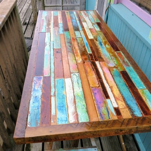 Dining Table With Colorful Barn Wood Mosaic. - Etsy