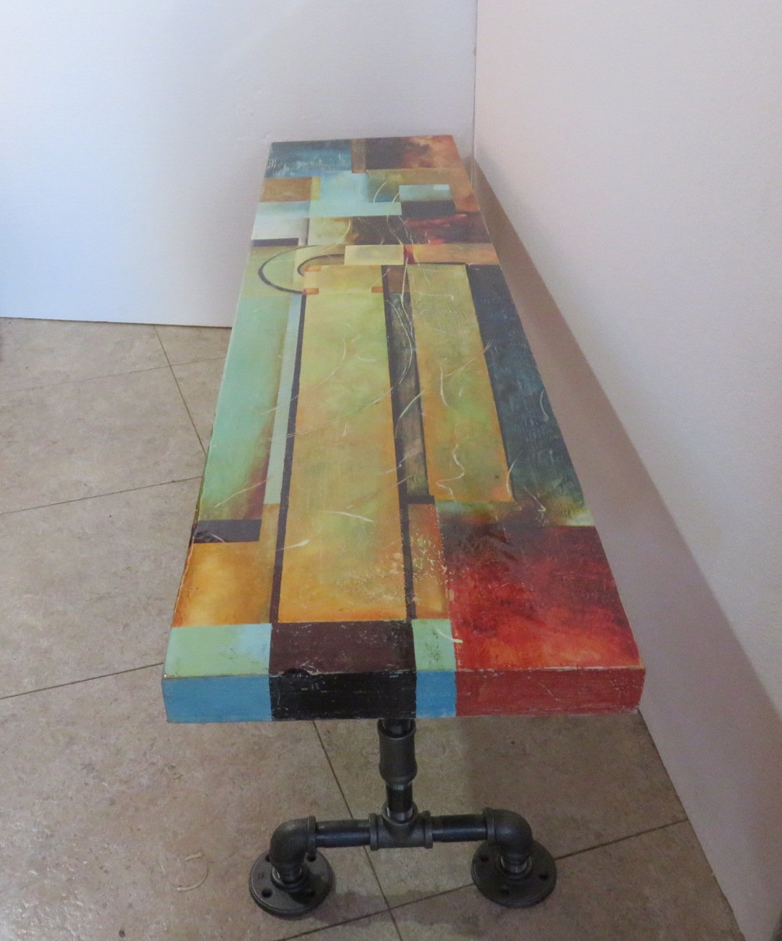 Mandalorian Cubism Painted Console. Art Deco Entry Table - Etsy
