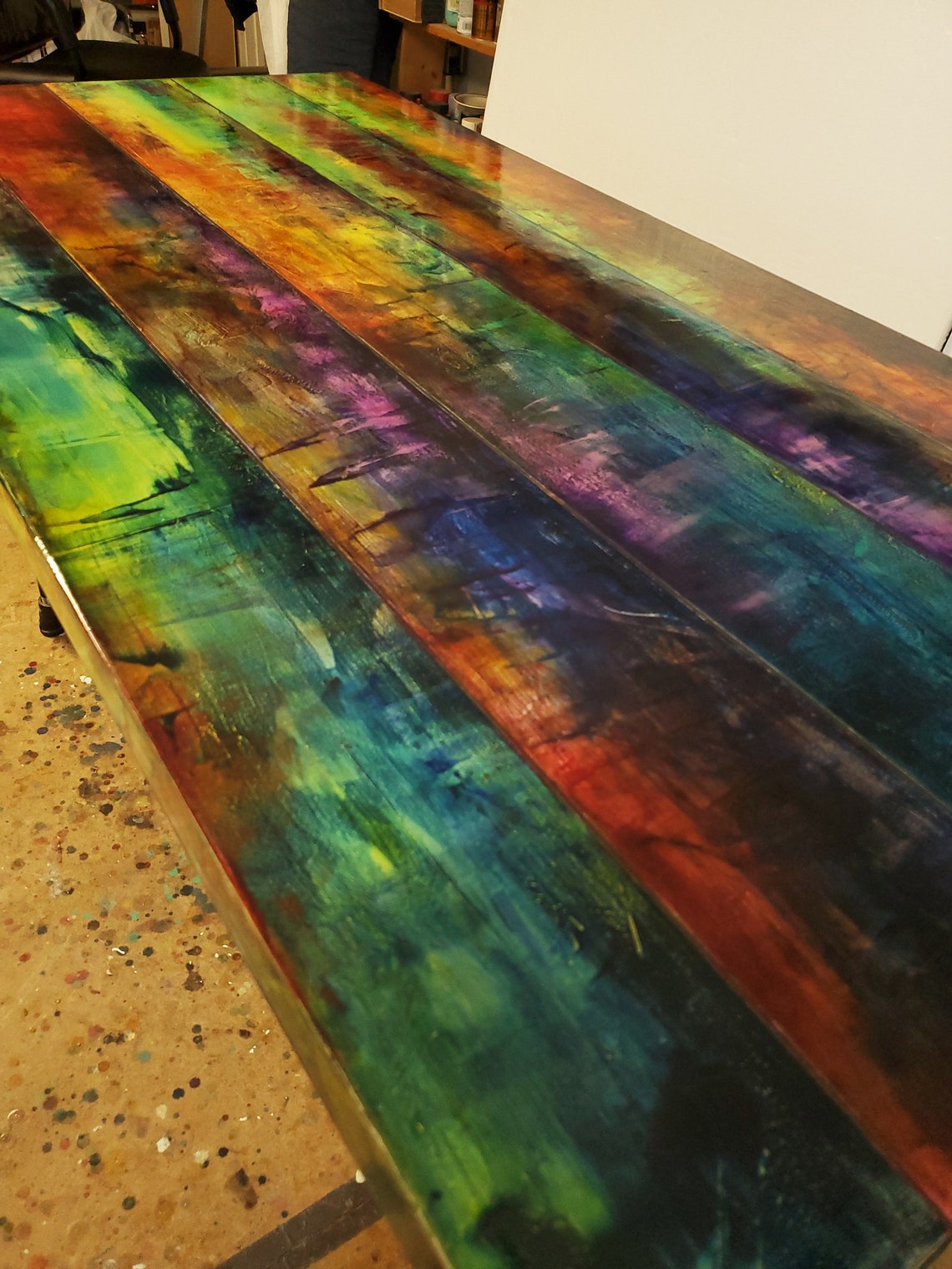 Bohemian Painted Dining Table. Table Top With Vibrant Jewel - Etsy