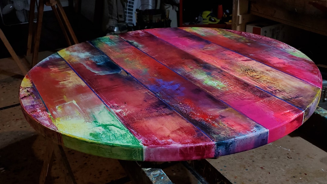 Round Pink Kitchen Table With Pink and Berry Floral Colors - Etsy