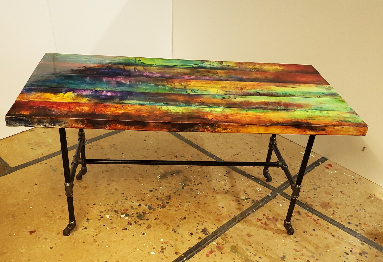 Bohemian Painted Dining Table. Table Top With Vibrant Jewel - Etsy