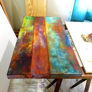 Green and Turquoise Coffee Table, Side Table, Cocktail Table, Copper ...