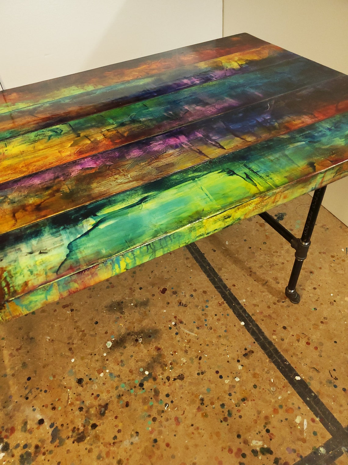 Bohemian Painted Dining Table. Table Top With Vibrant Jewel - Etsy