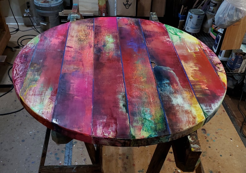 Round Pink Kitchen Table With Pink and Berry Floral Colors - Etsy