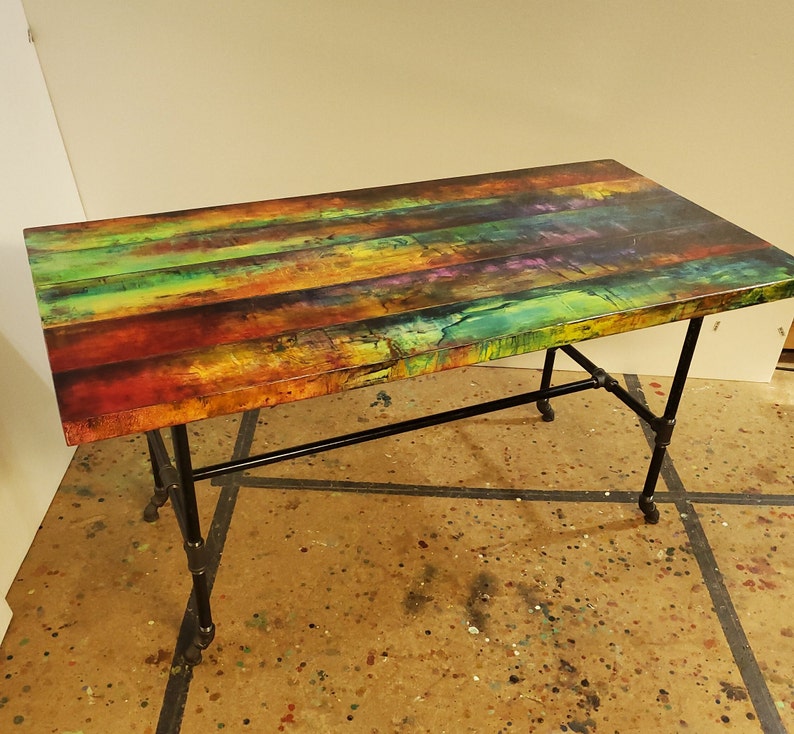 Bohemian Painted Dining Table. Table Top With Vibrant Jewel - Etsy