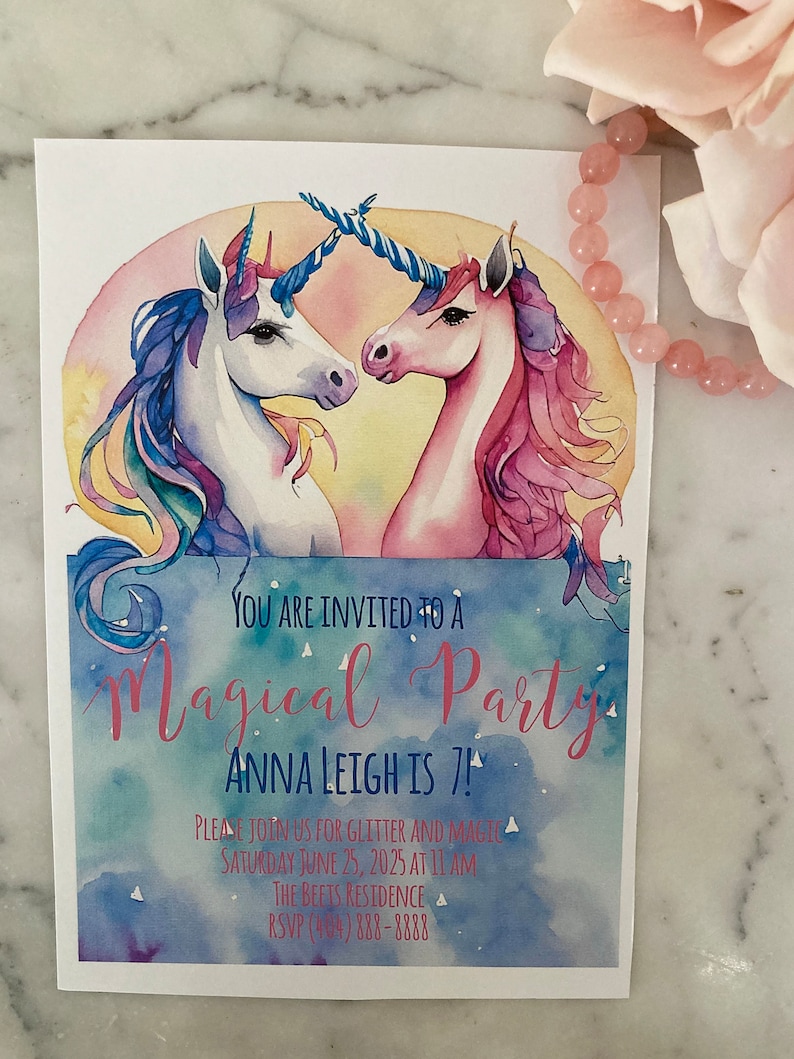 Unicorn Birthday Instant Download Invitation Template - Etsy