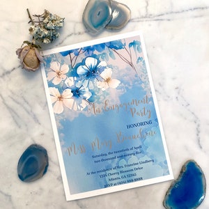 Blue Watercolor Flowers Instant Download Invitation Template Editable ...